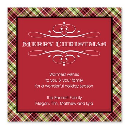 Plaid Border Greeting Card | Fine Stationery