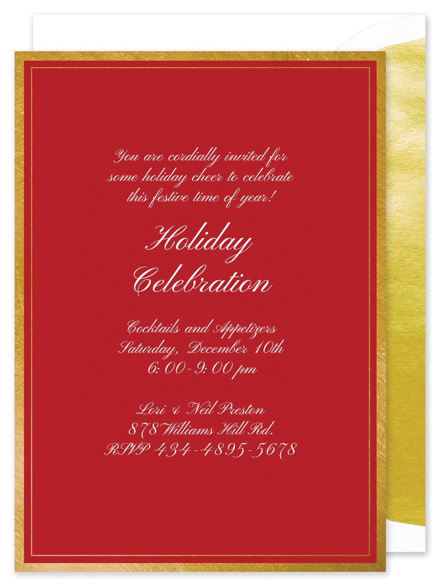 Gold Foil Frame Invitation PS18HOL02 | Fine Stationery