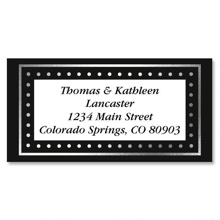 Silver Dots Foil Border Custom Address Labels B374 | Fine Stationery
