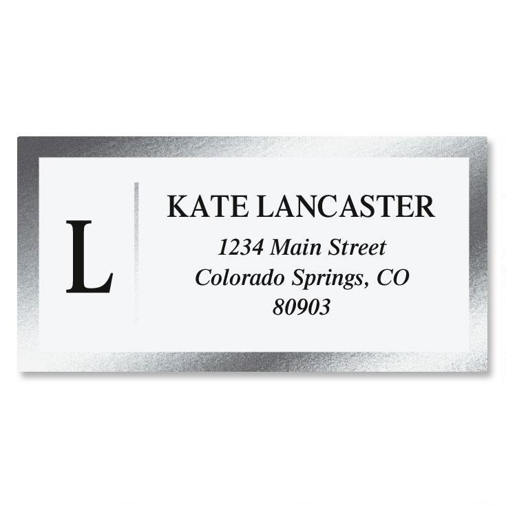 Single Initial Foil Border Custom Address Labels B386 | Fine Stationery