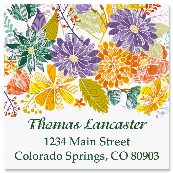 Bloom Large Square Custom Address Label | Fine Stationery