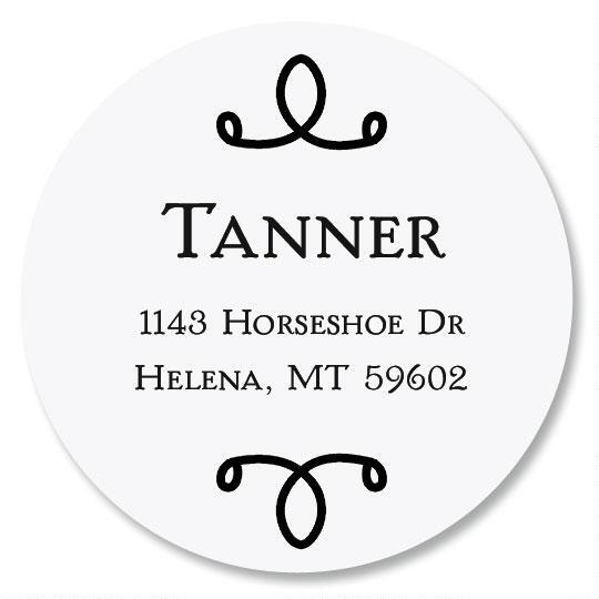 Swirl Name Round Custom Address Labels | Fine Stationery